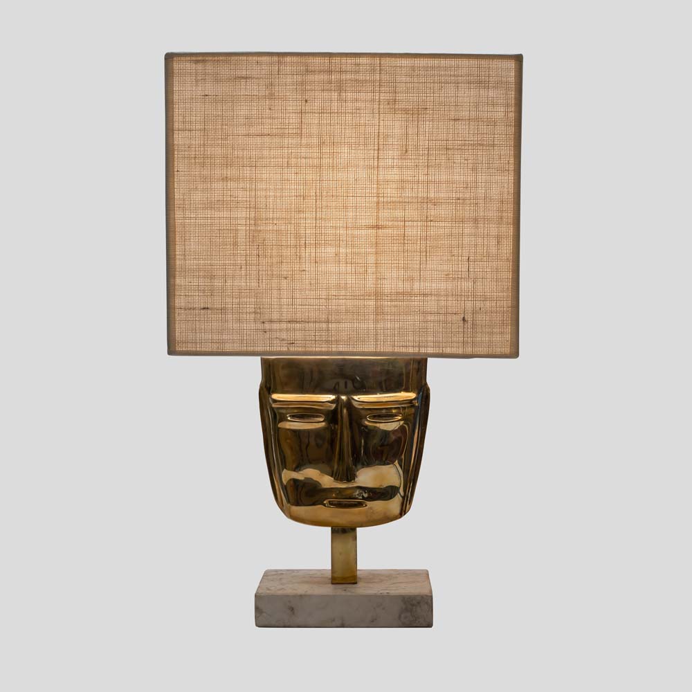 Vintage Brass face sculpture table lamps | The FM Gallery